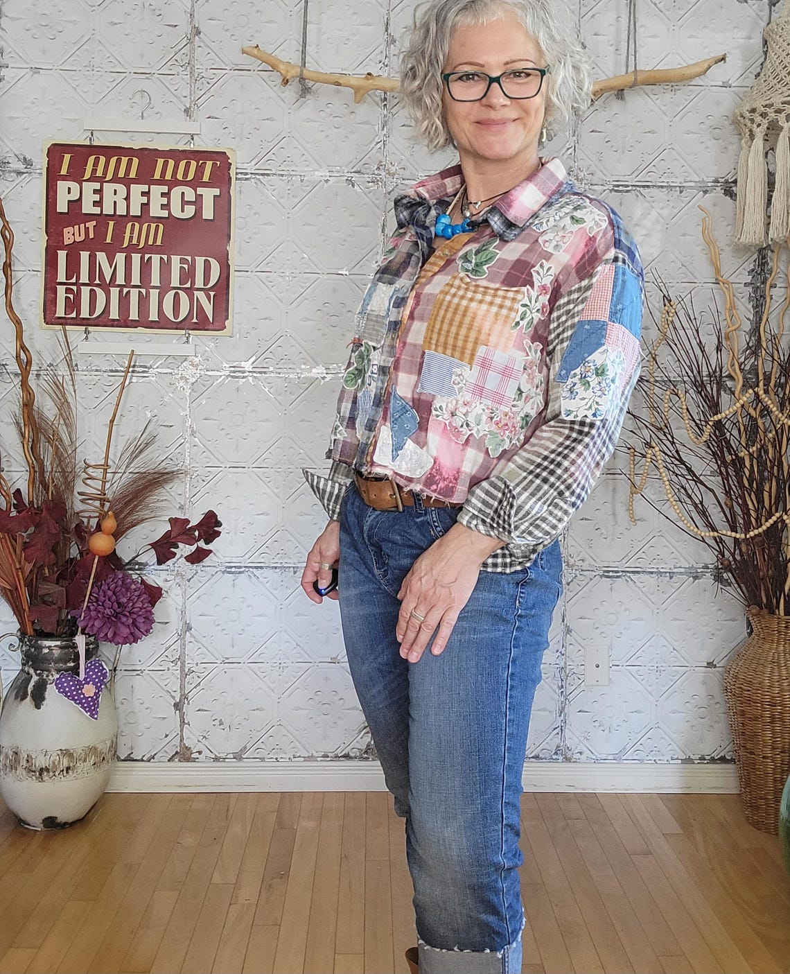 Upcycled Plaid Flannel Patchwork Shirt: Oversized Festival Artsy Top - Etsy
