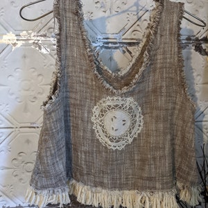 Kreolka Frayed Cropped Tank Top Sleeveless Top With Fringe - Etsy