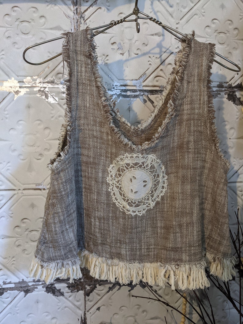 Kreolka Frayed Cropped Tank Top Sleeveless Top With Fringe | Etsy