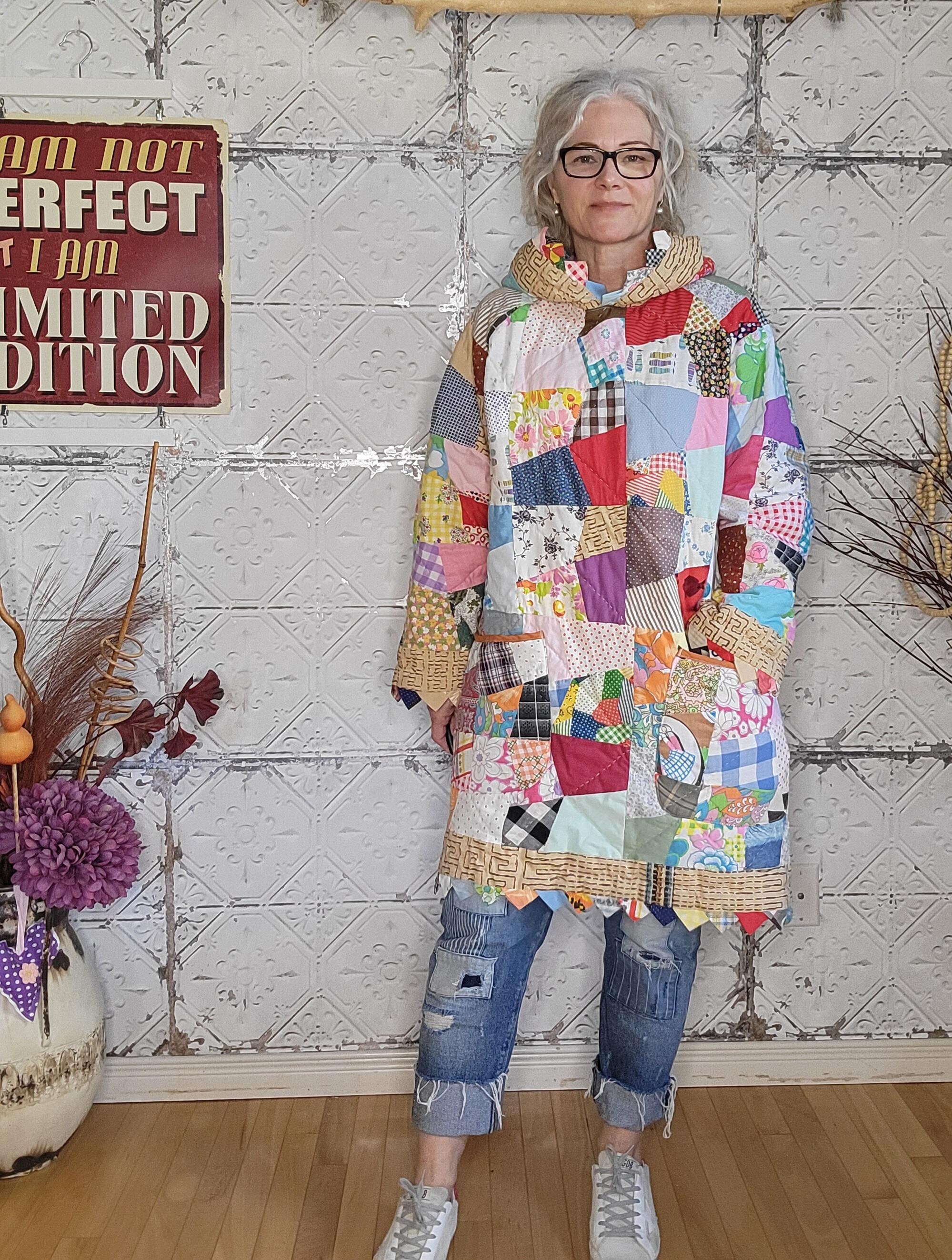 Kreolka Vintage Quilt Long Hoodie, Quilt Dress or Tunic With Pockets ...