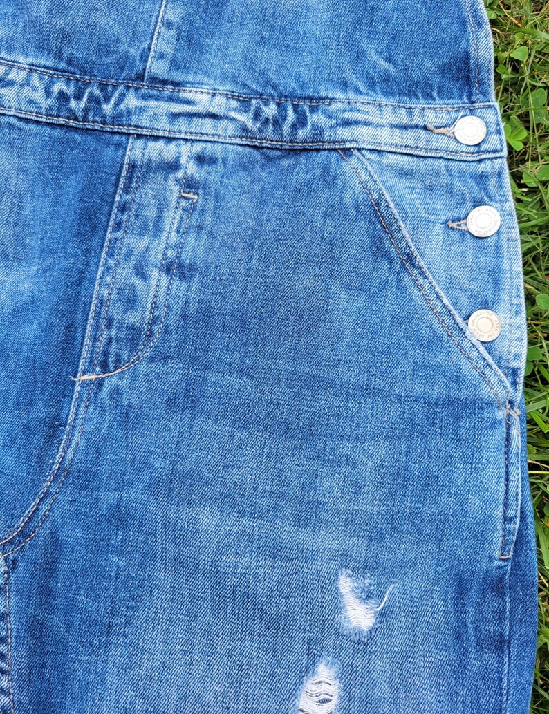 Upcycled Denim Overall Skirt: Distressed Frayed Jean Dress, ZARA ...