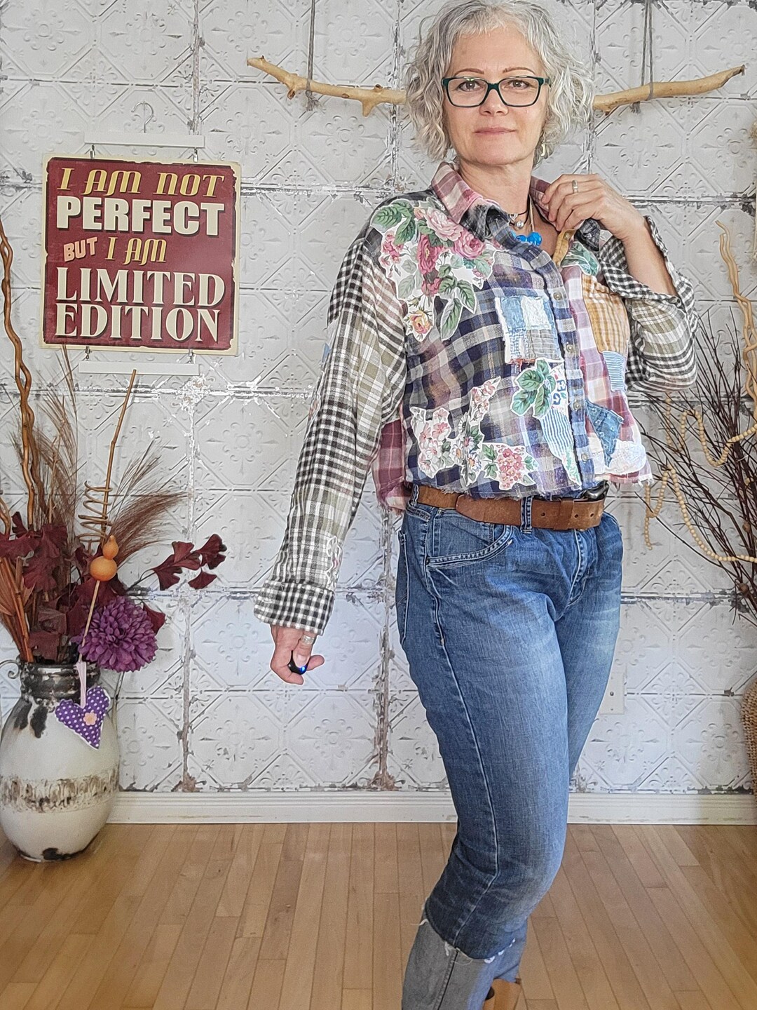 Upcycled Plaid Flannel Patchwork Shirt: Oversized Festival Artsy Top - Etsy
