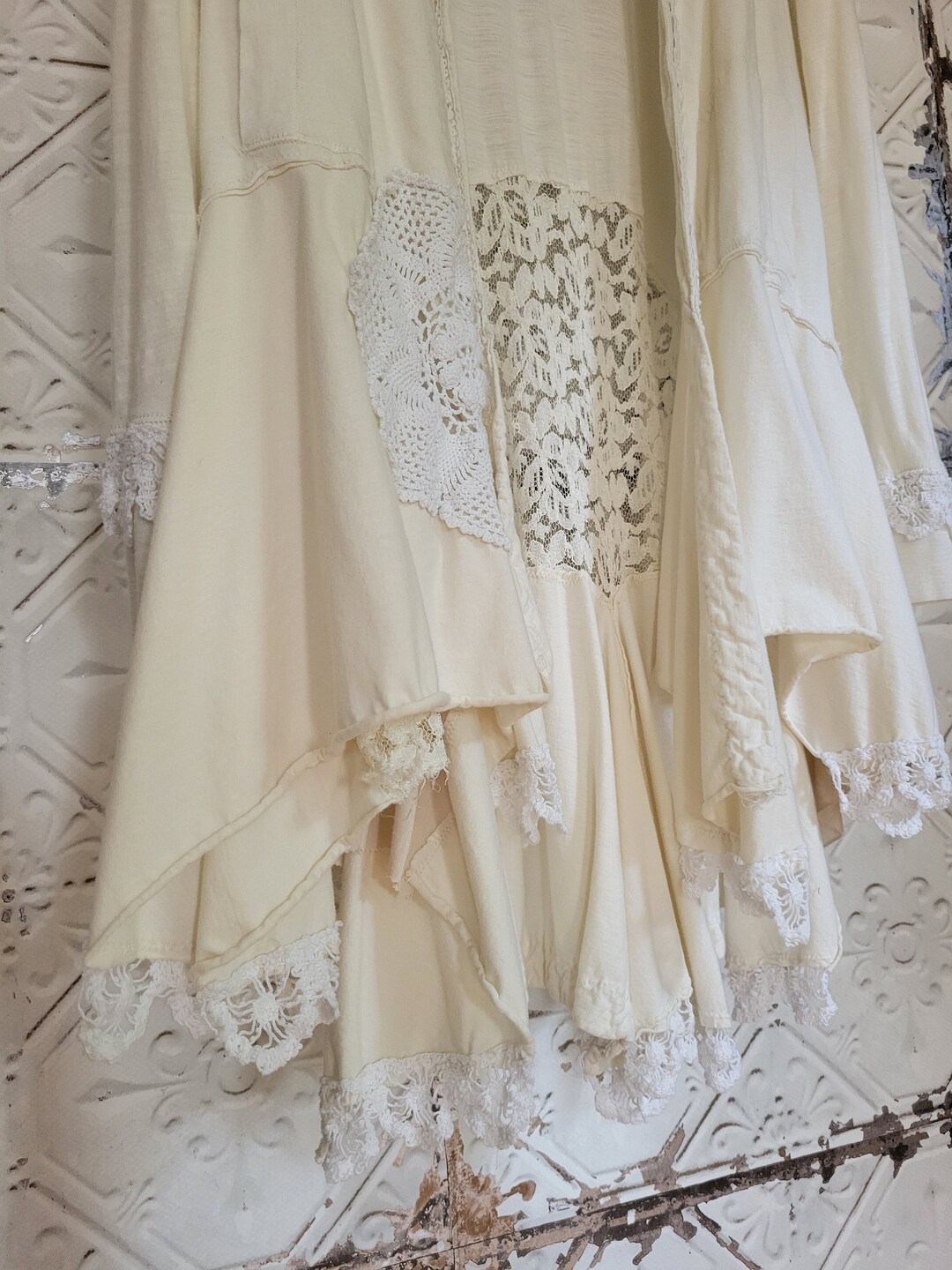 Kreolka Romantic Duster With Lace, Boho, Handmade, Cotton Top With Hood ...