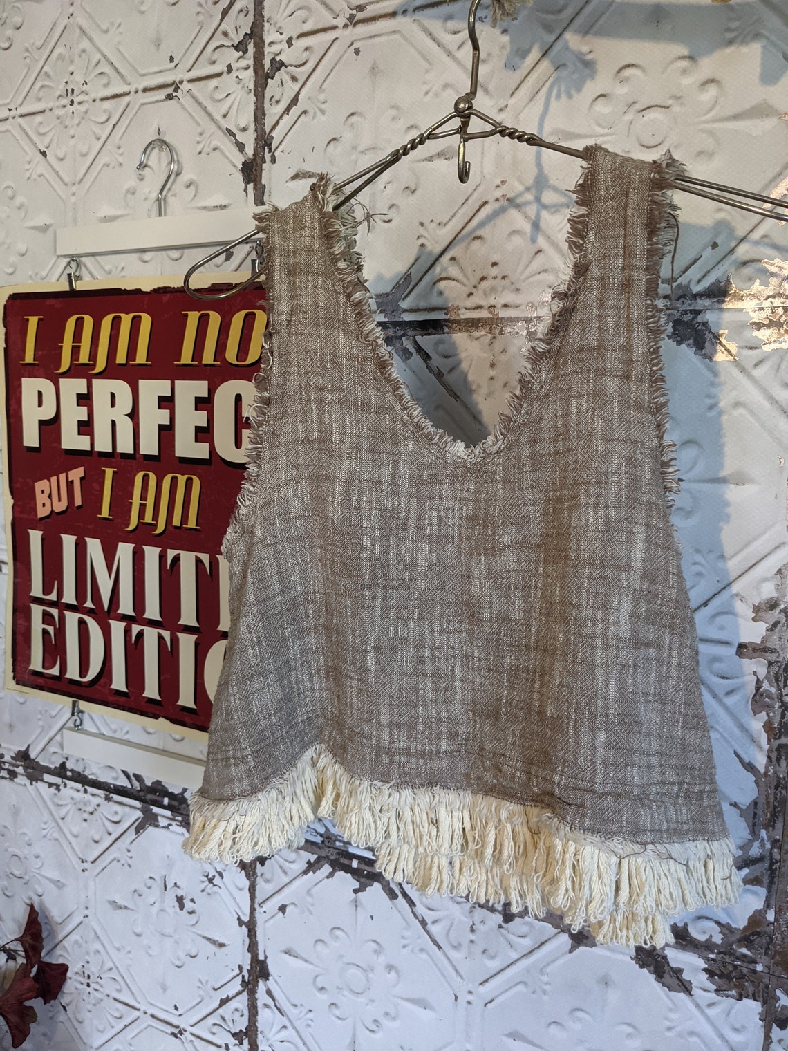 Kreolka Frayed Cropped Tank Top Sleeveless Top With Fringe | Etsy