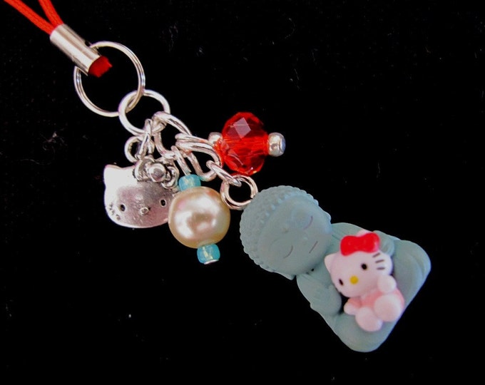 HELLO KITTY LOVES BUDDHA Cell Phone Charm With Strap..........free ...