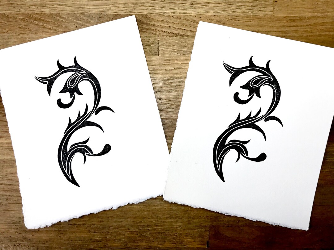 Mini Medieval Flourish Linoprint - Etsy