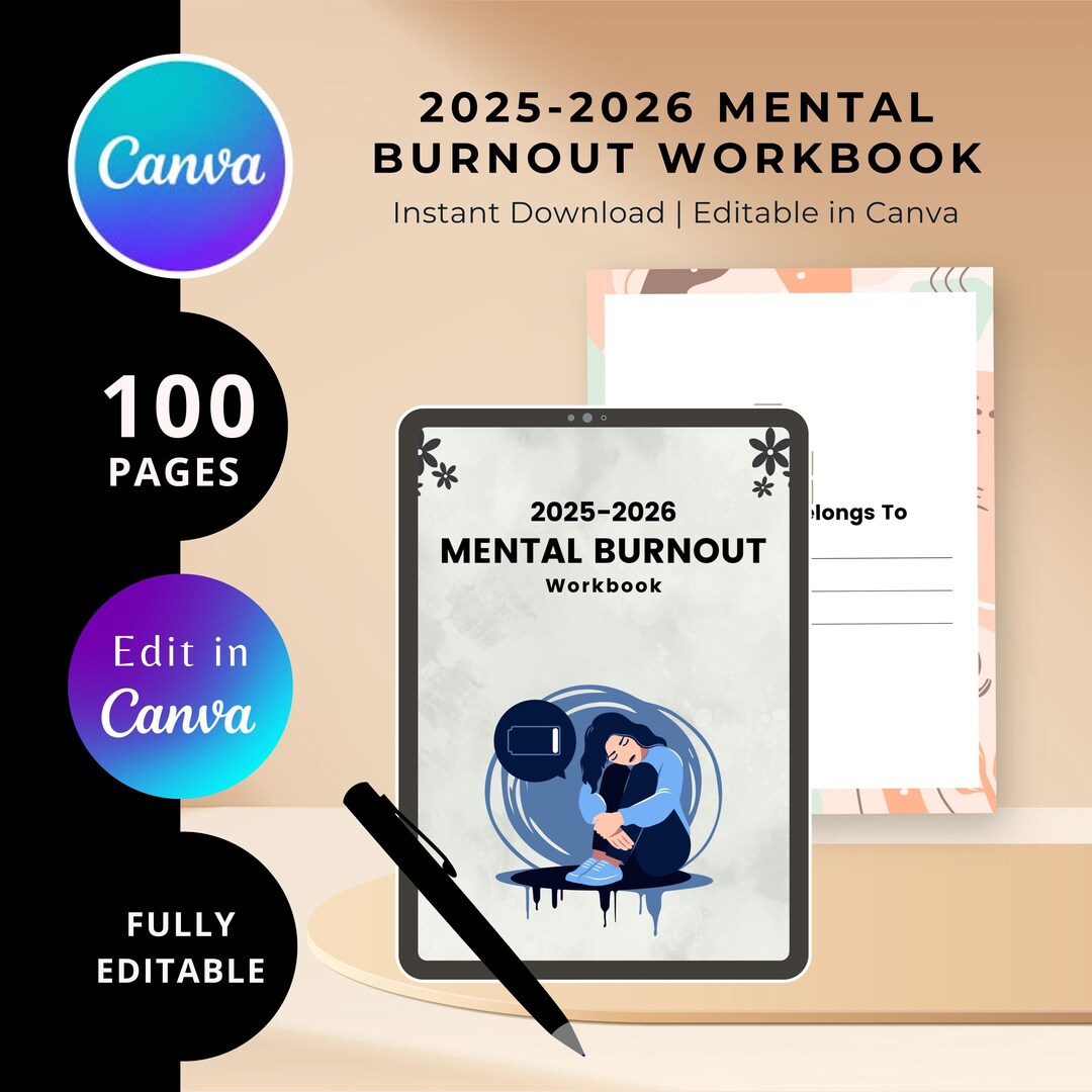 Mental Burnout Workbook Bundle, Printable Mental Burnout Workbook ...