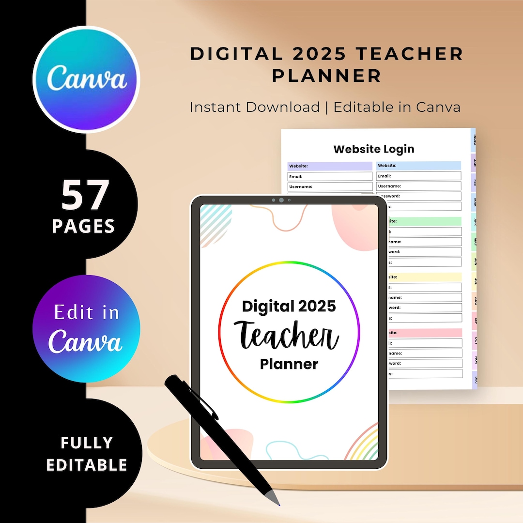 Editable 2025 Teacher Planner, Back to School Teacher Template ...