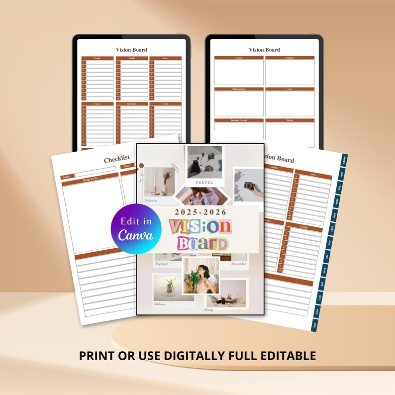 2025 Vision Board Printables, Mood Board Kit, Digital Vision Board ...