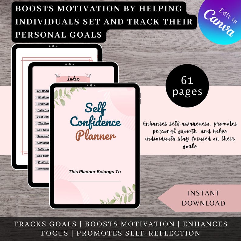 Self-confidence Planner Printable, Confidence Building Workbook ...