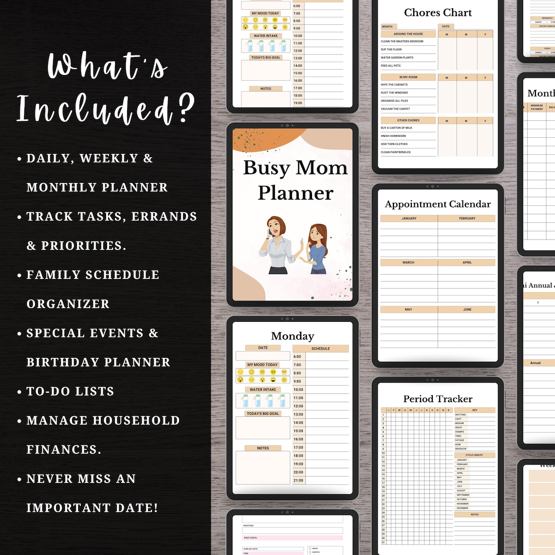 Busy Mom Digital Planner,ultimate Organizer for Moms,meal Planning ...