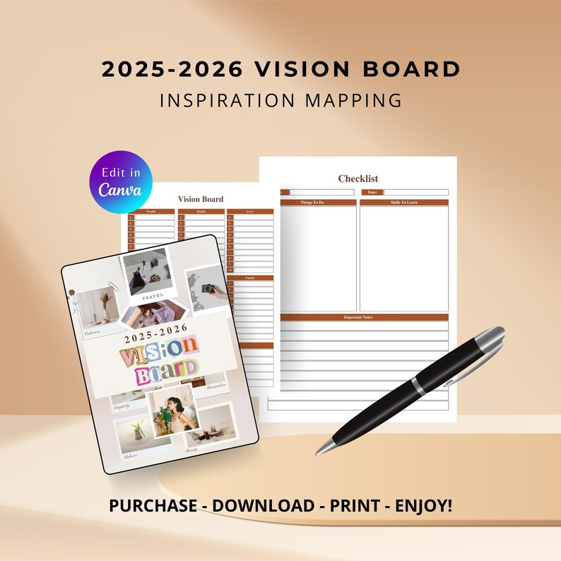 2025 Vision Board Printables, Mood Board Kit, Digital Vision Board ...