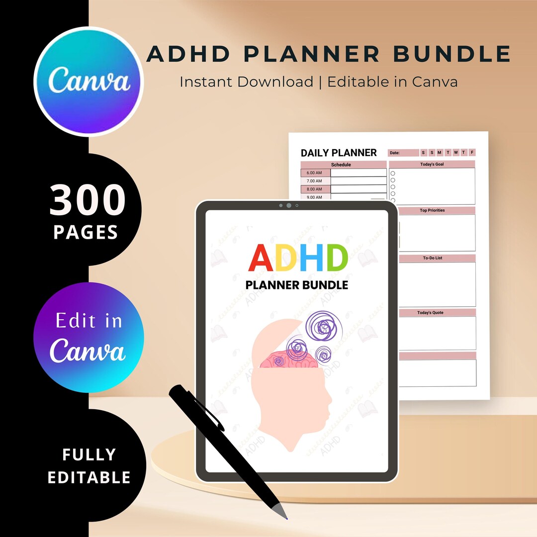 ADHD Bundle | Printable ADHD Planner 2025 | Digital Adhd Journal for ...