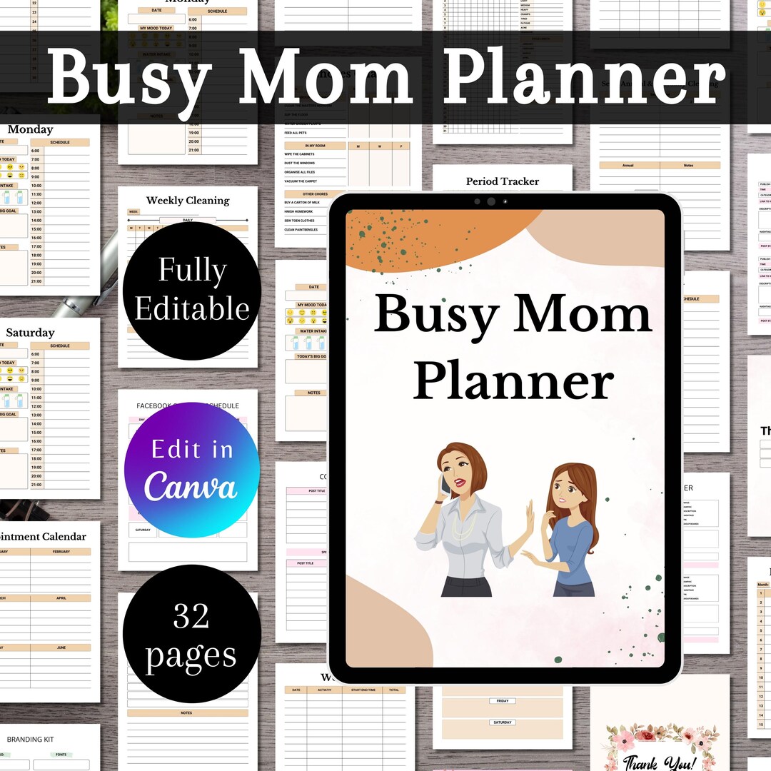 Busy Mom Digital Planner,ultimate Organizer for Moms,meal Planning ...