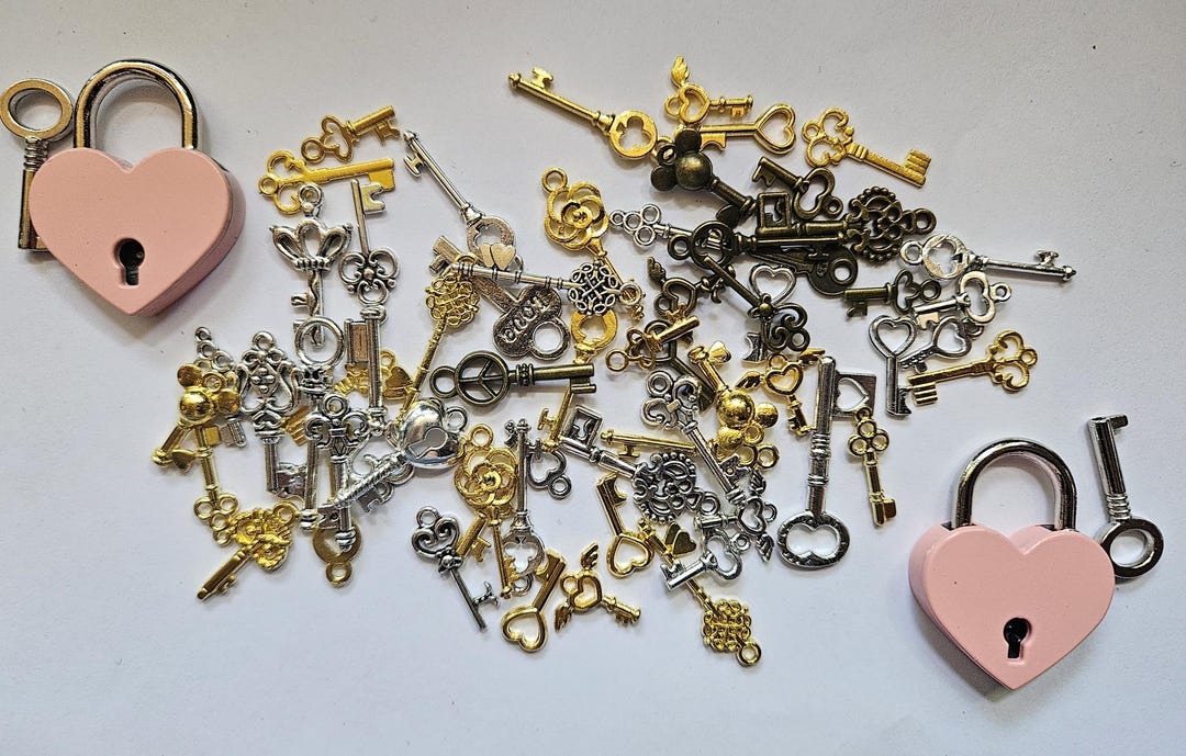 Vintage Style Keys Skeleton Key Antique Brass Silver Gold Metal Wedding ...