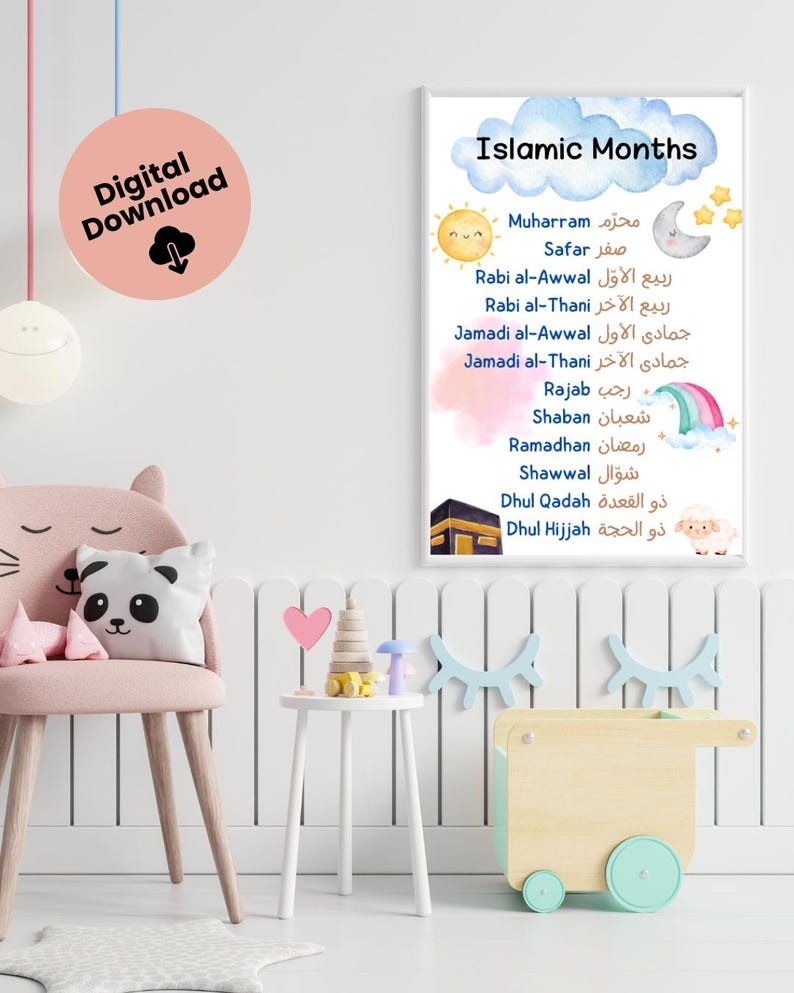 Islamic Months Poster: Kids Room Decor (digital Download) - Etsy