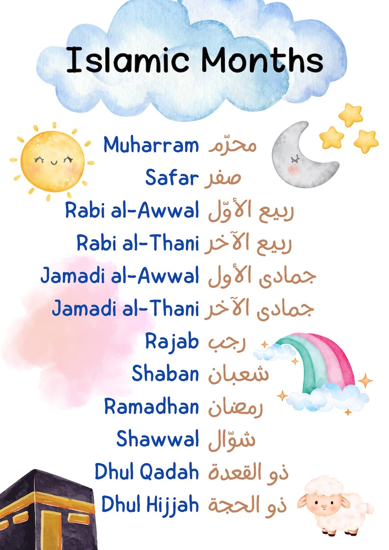 Islamic Months Poster: Kids Room Decor (digital Download) - Etsy