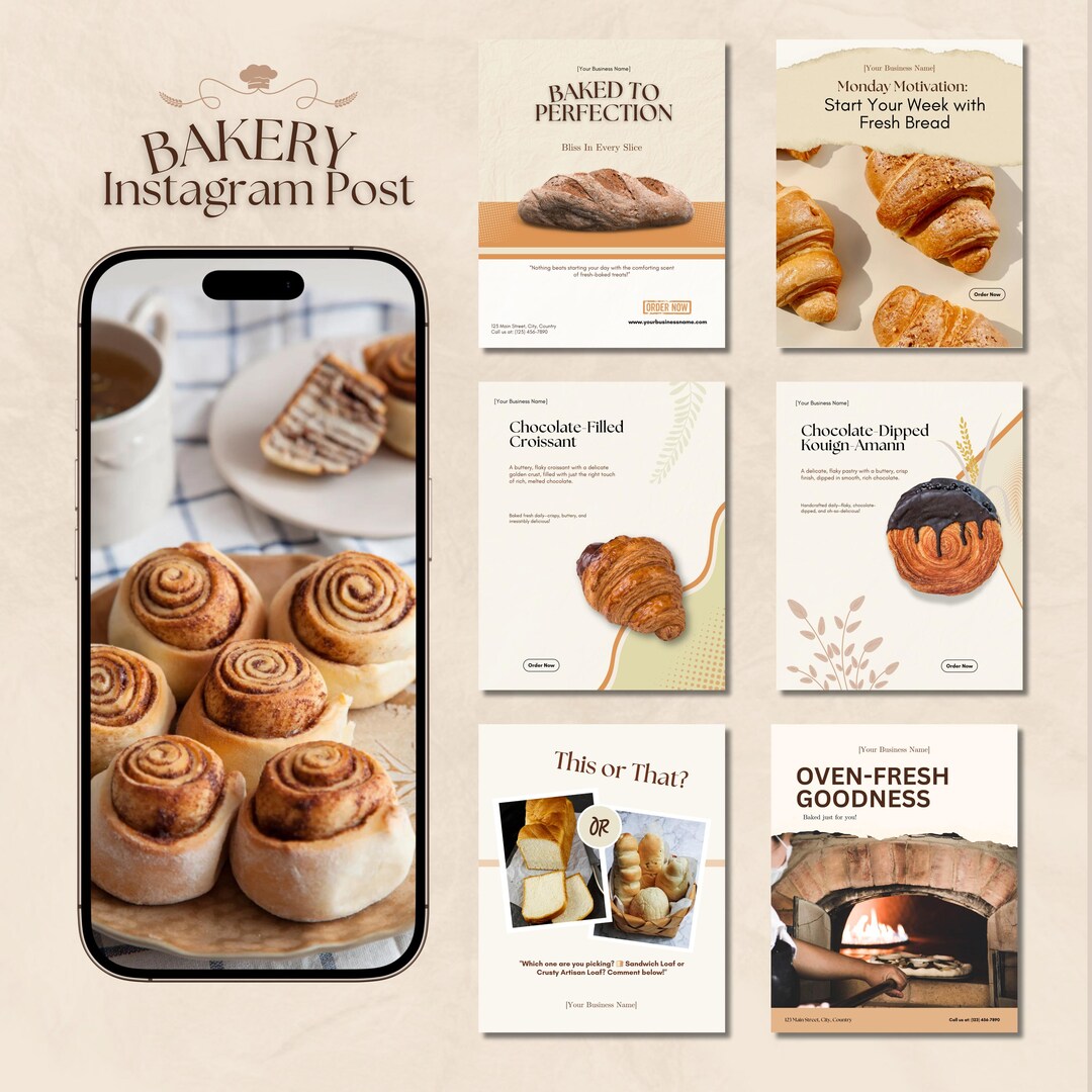 Bakery Instagram Post Templates | Cake Business Branding | Editable ...