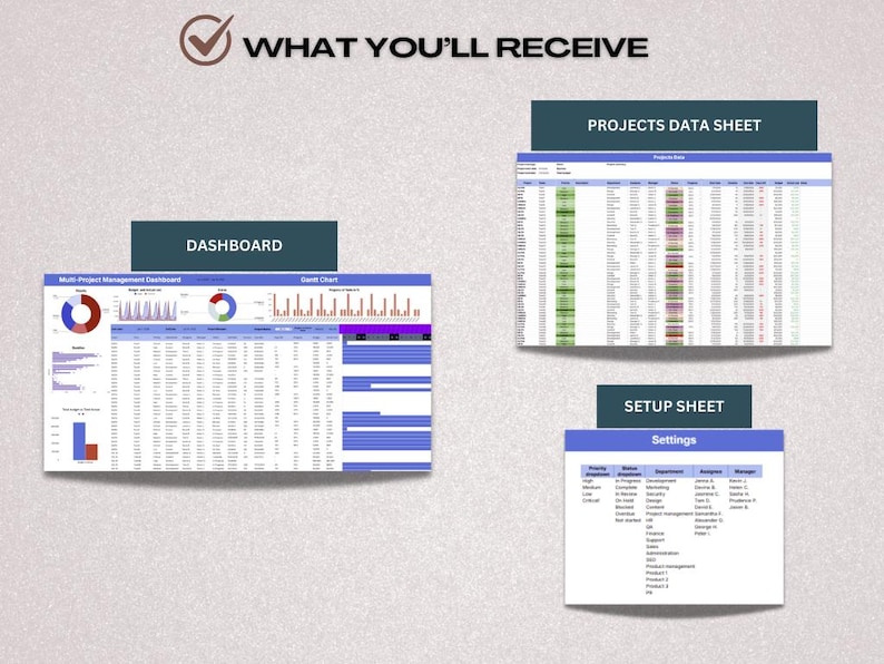 Multi-project Management Dashboard Spreadsheet | Projects Progress ...
