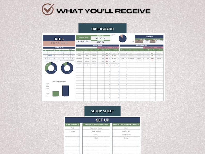 Bill Tracker Spreadsheet Google Sheets Bill Calendar Monthly Smart Bill ...
