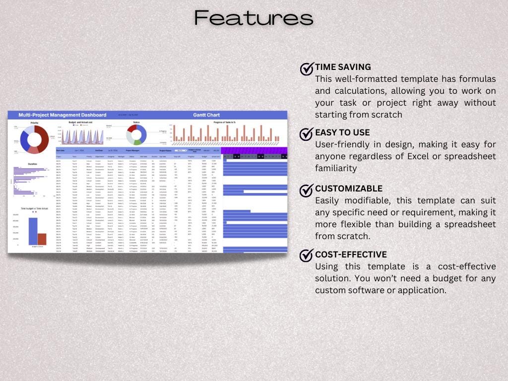 Multi-project Management Dashboard Spreadsheet | Projects Progress ...