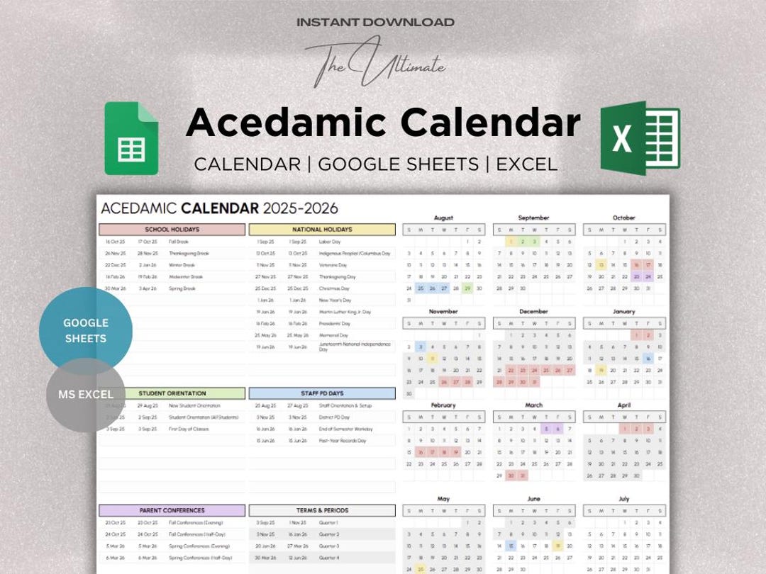 Academic Calendar 2026 | School Year Planner | Editable Academic ...