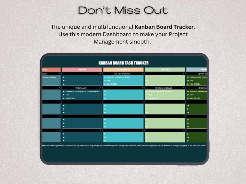 Kanban Board Task Tracker: Project Management Google Sheets (PDF File ...