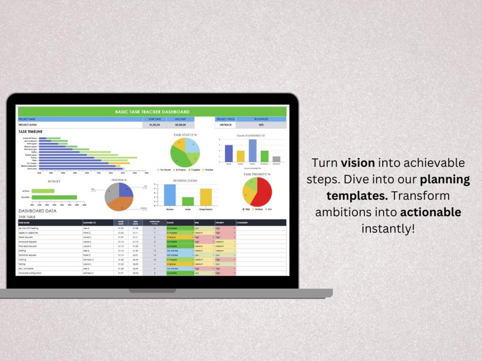Project Tracker Spreadsheet Small Business Project Planner Task Tracker ...
