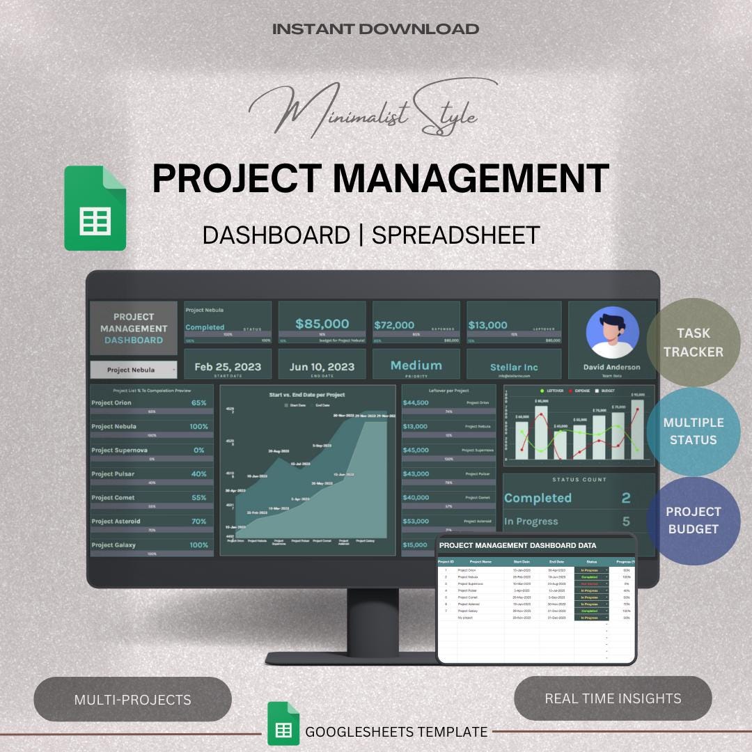 Project Management Dashboard Google Sheets | Project Dashboard ...