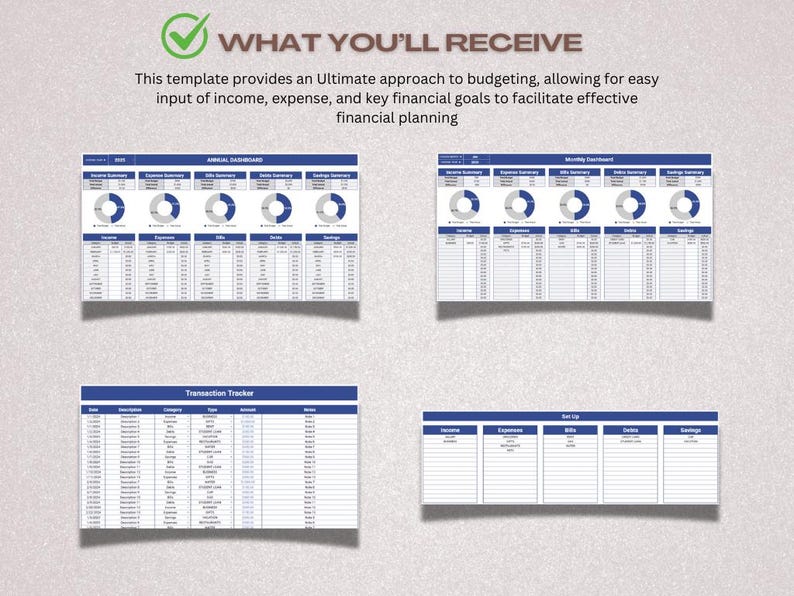 2025 Annual & Monthly Budget Spreadsheet | Income and Expenses Tracker ...