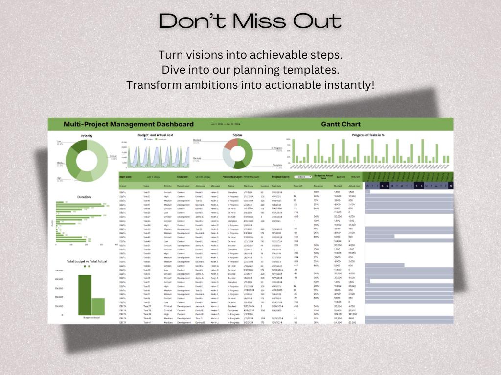 Project Management Dashboard | Multi-projects Dashboard | Multiple ...