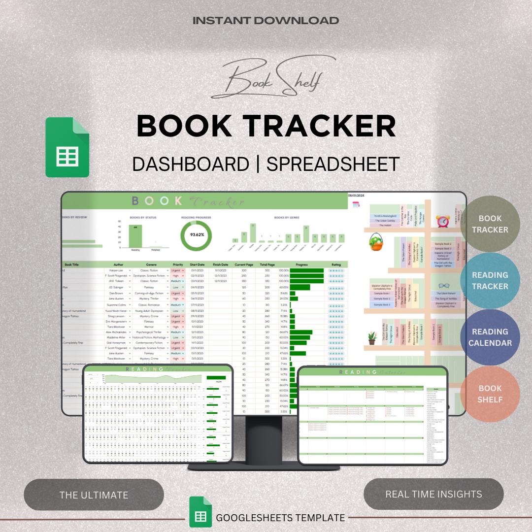 2025 Book Tracker Spreadsheet Template, Ultimate Reading Tracker ...