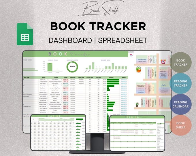 2025 Book Tracker Spreadsheet Template Reading Journal Review Log for ...
