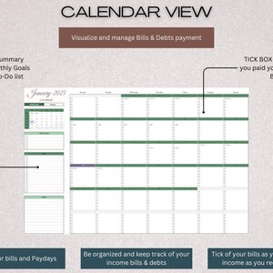 2025 Monthly Budget Spreadsheet | Bill Calendar | Simple Paycheck ...