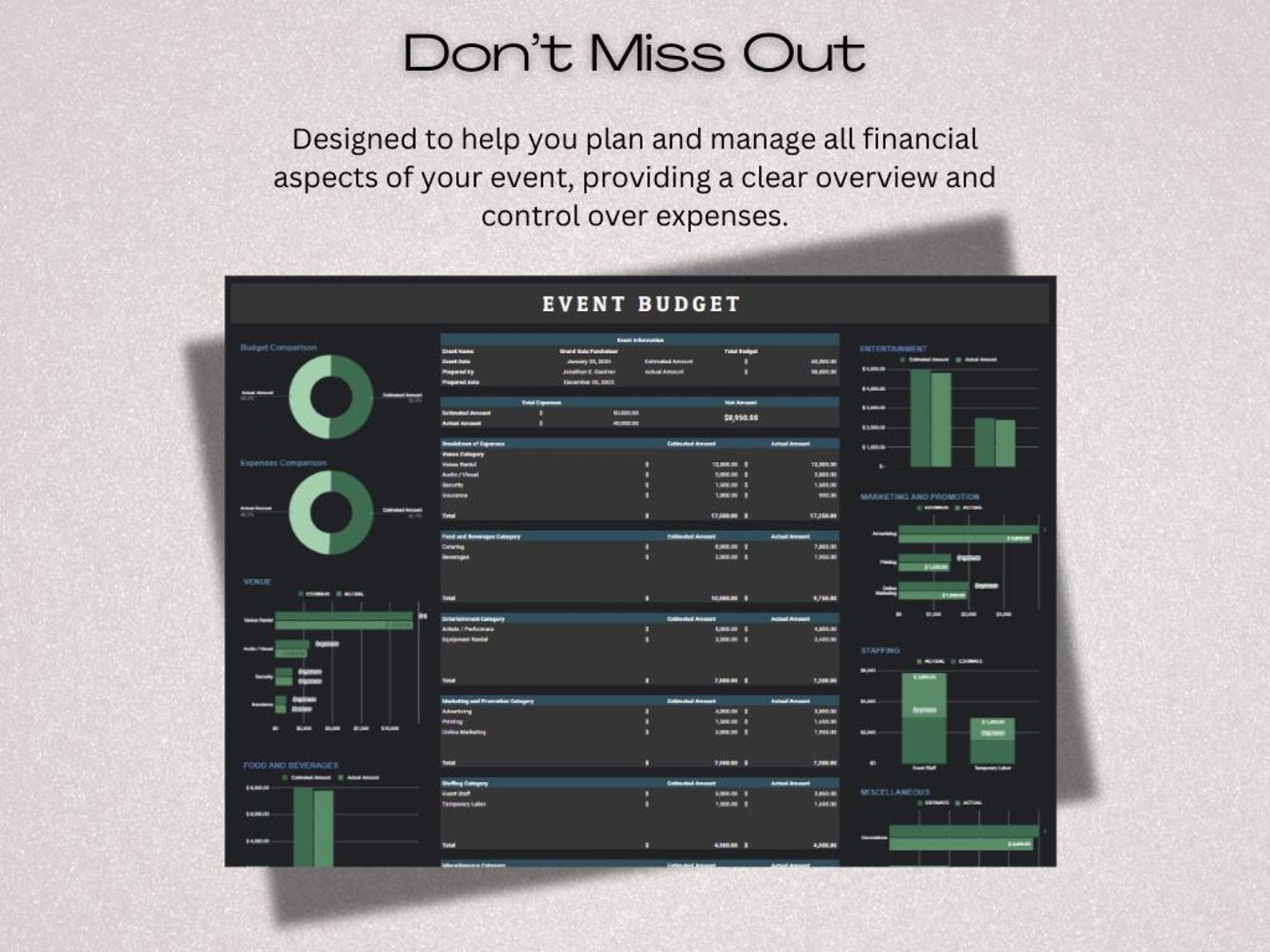 Event Budget Planner Spreadsheet Template | Instant Download | Google ...