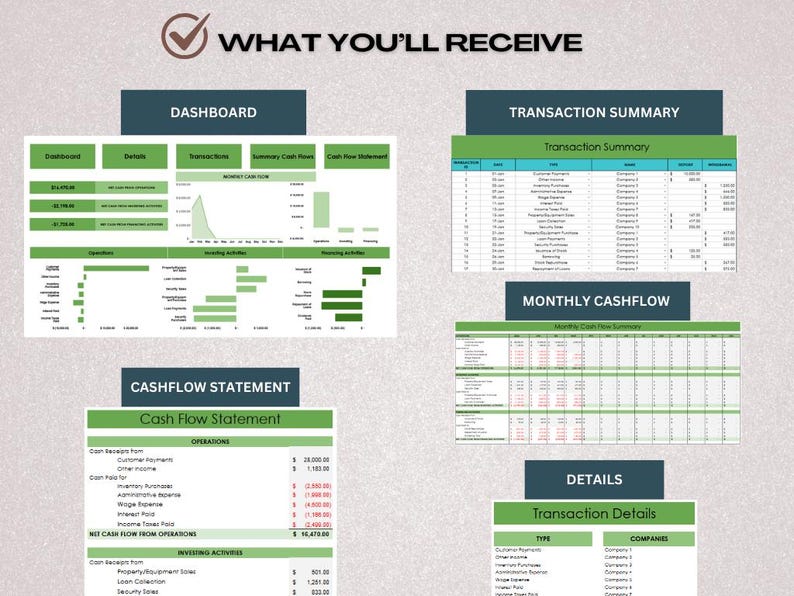 Cash Flow Statement With Dashboard Template | Google Sheets ...