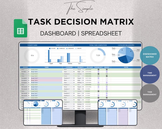 Decision Matrix Google Sheets Eisenhower Matrix Spreadsheet Task Priority Tracker Template Brain ...