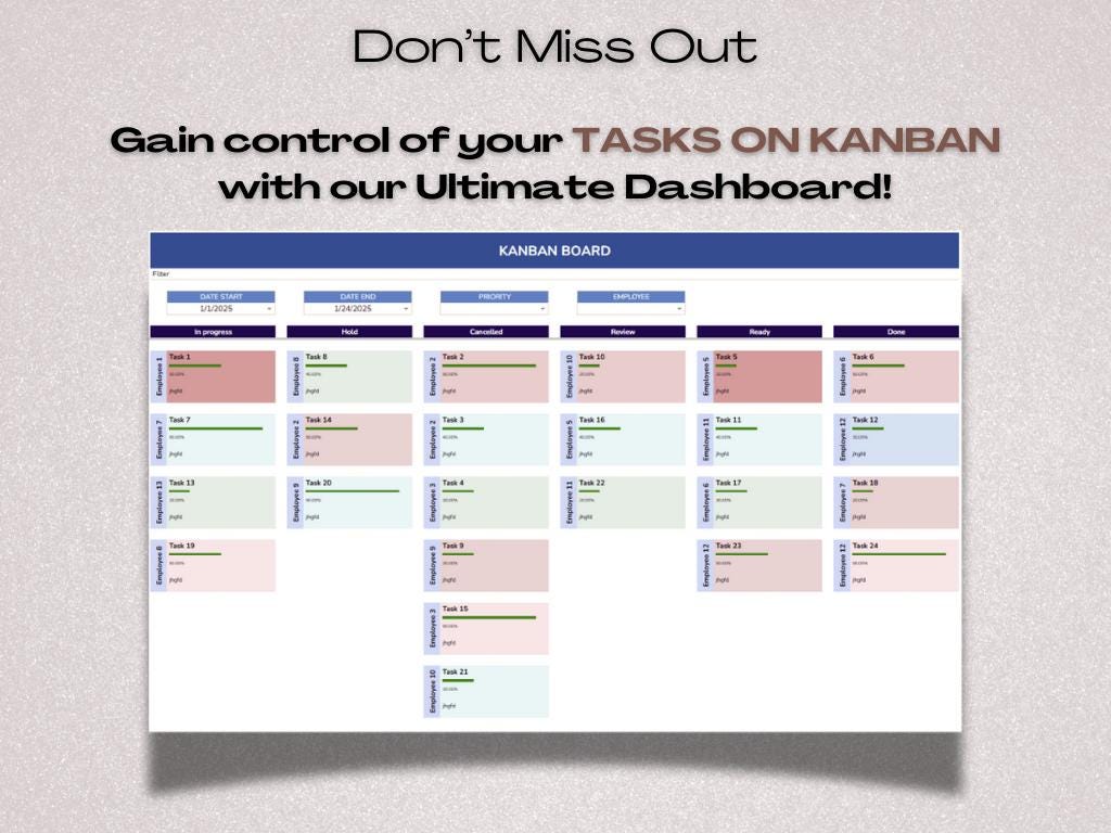 Kanban Board Spreadsheet Task Priority Tracker Employee to Do List ...