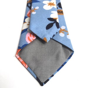 Skinny Floral Tie Long Floral Tie Mens Spring Tie Custom Neck Tie Blue ...