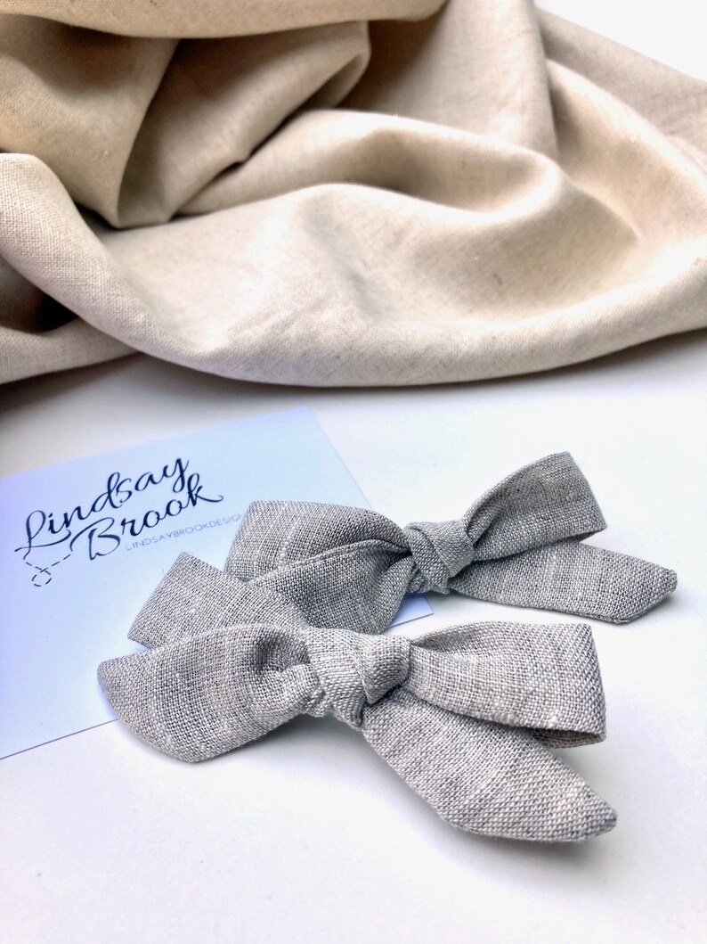 Linen Bows Little Girl Bows Fabric Bows All Natural Hair - Etsy