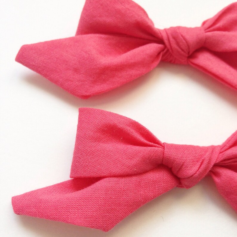 Schoolgirl Bows Little Girl Bows Fabric Bows Coral Pink - Etsy