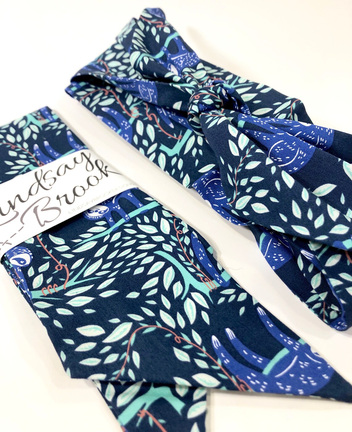 Sloth Hair Scarf Cute Animal Headband Navy Blue Rainforest | Etsy