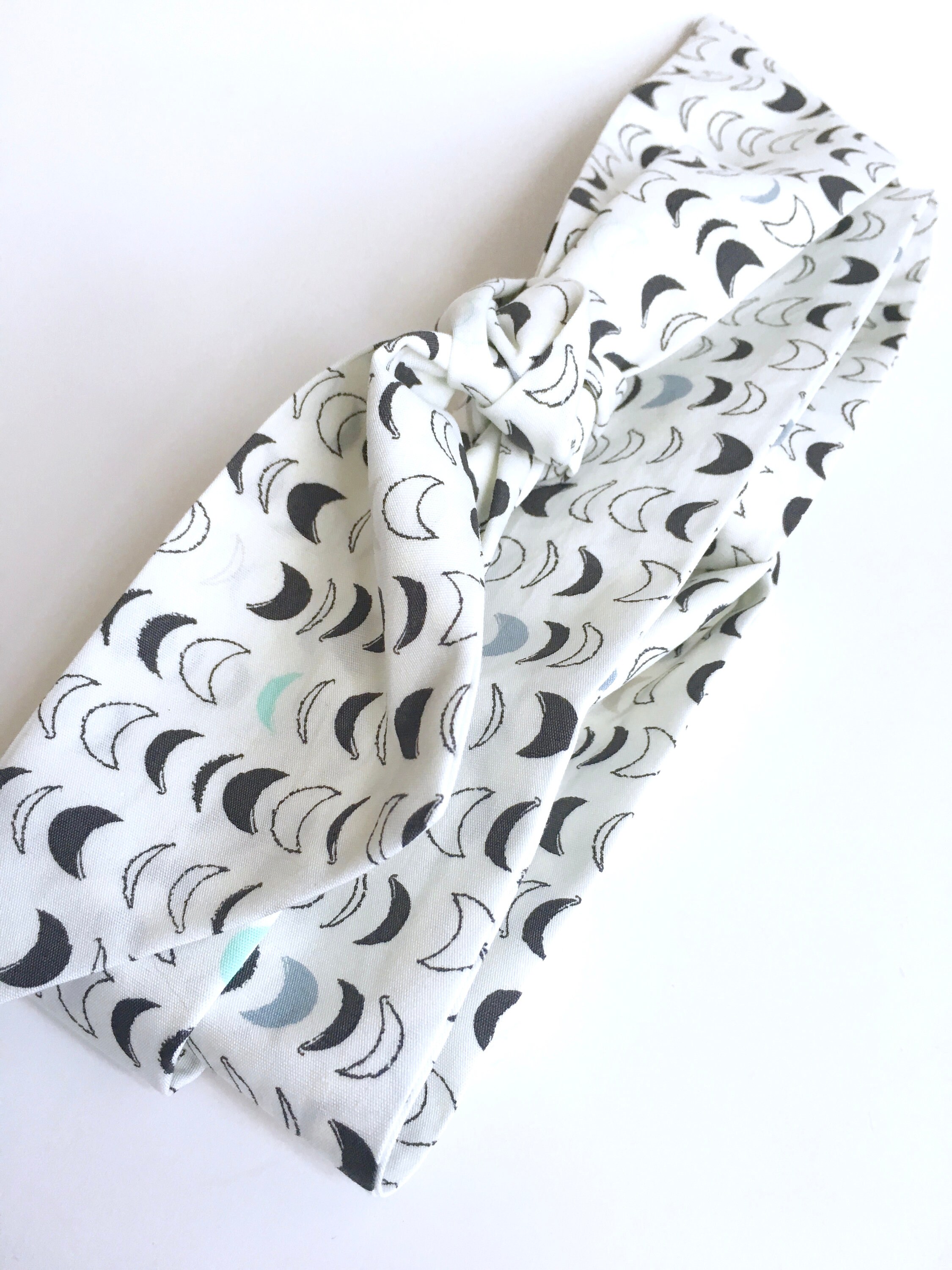 Moon Phase Hair Scarf - White Hair Scarf - Moons Headband - Lunar ...