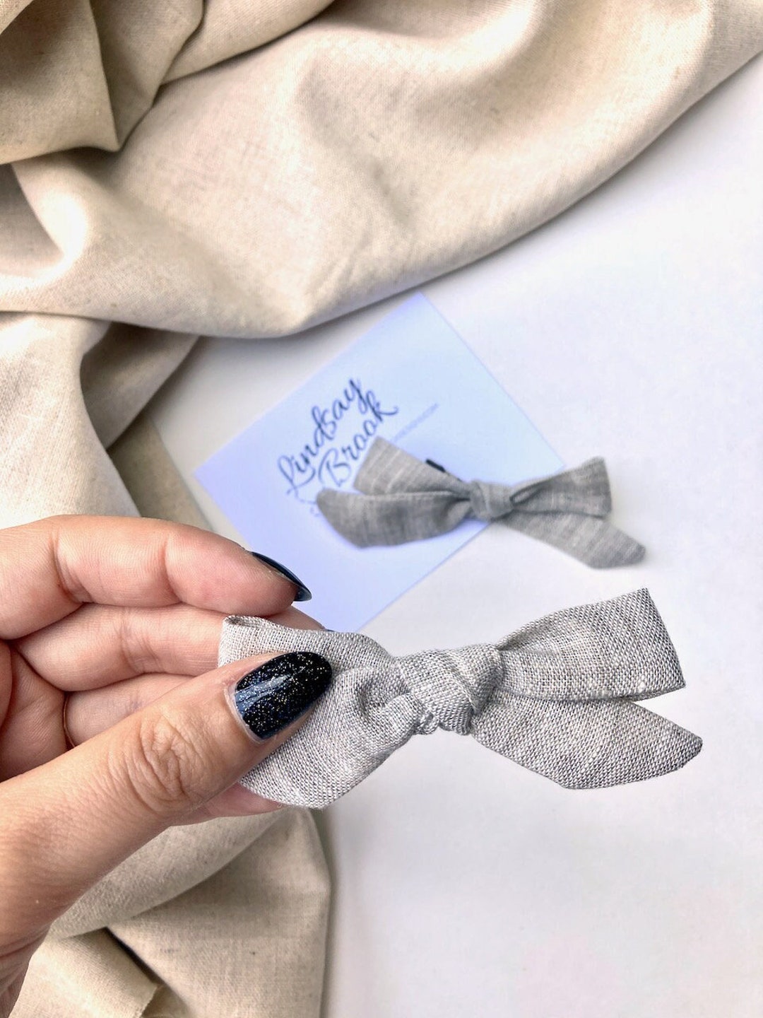 Linen Bows, Little Girl Bows, Fabric Bows, All Natural Hair Bows ...