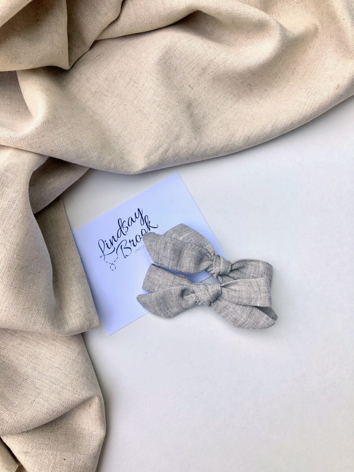 Linen Bows Little Girl Bows Fabric Bows All Natural Hair - Etsy
