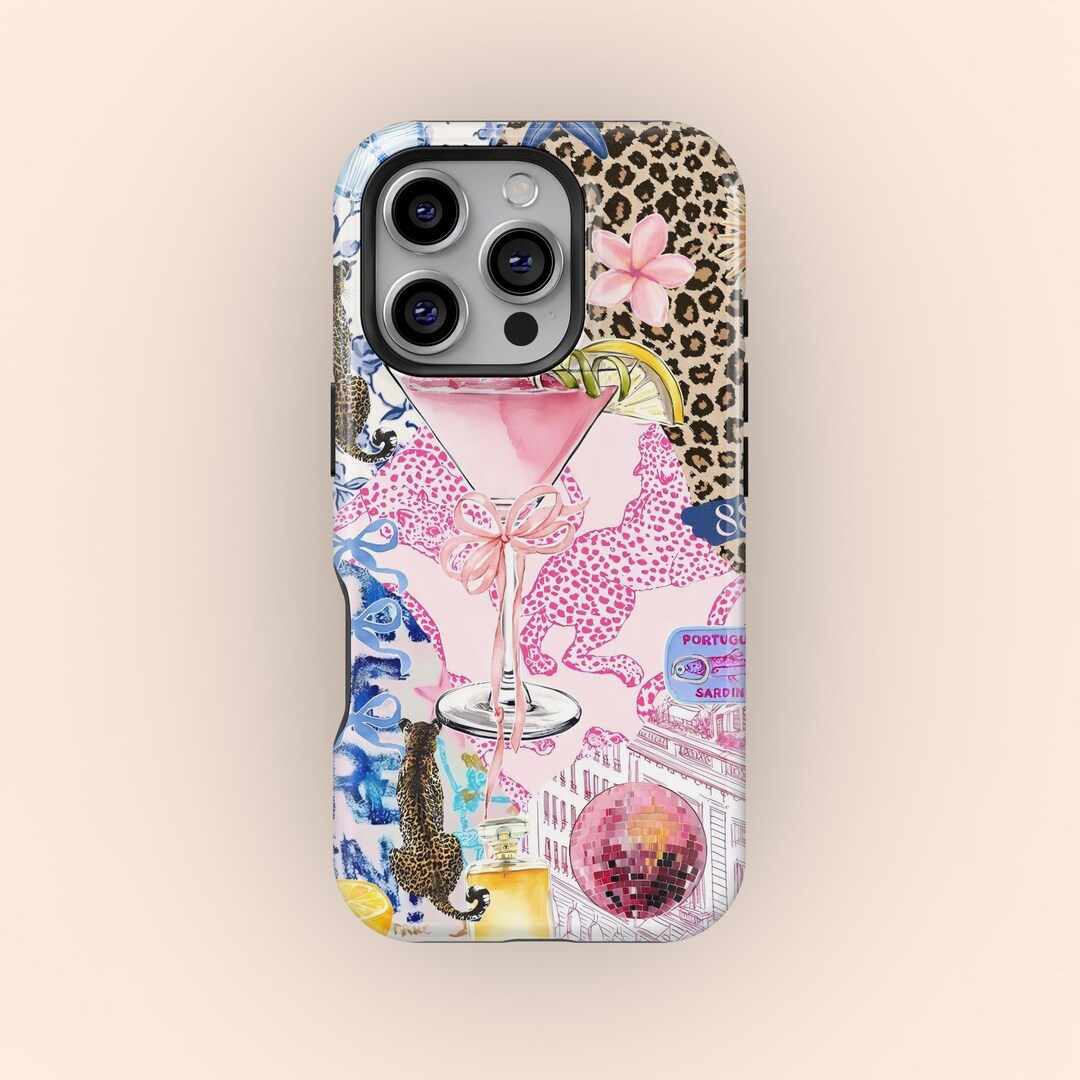 Summer Coquette Collage Phone Case, Preppy Aesthetic Leopard Bowknot ...