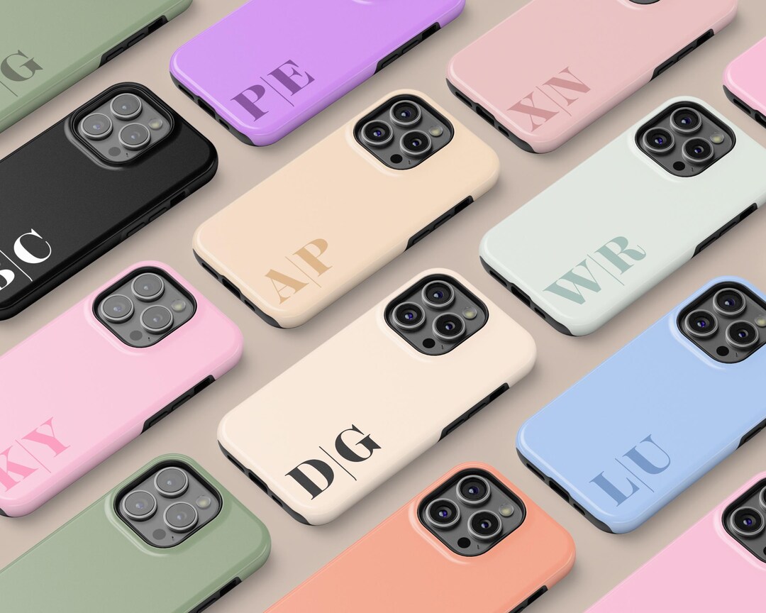 Personalized Monogram Initial Phone Case, iPhone 17 16 15 14 13 12 X Xs ...