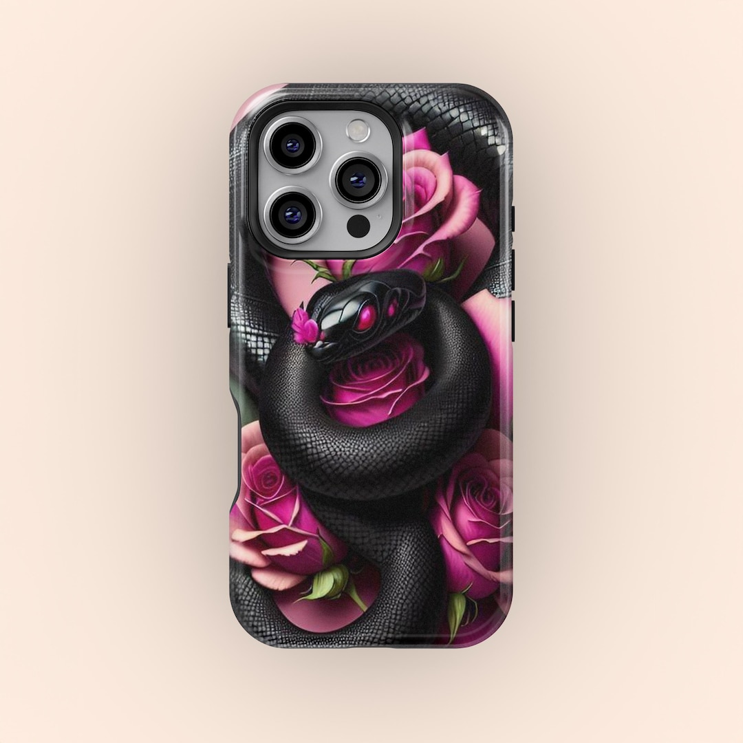 Black Snakes Tattoo Style Print Shockproof Case for iPhone 17 16 15 14 ...