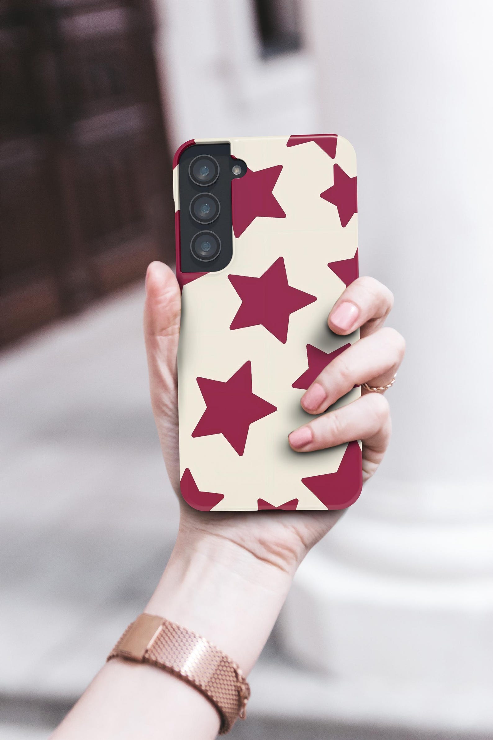 Retro Stars Celestial Red Phone Case, Y2K Aesthetic, Red Star Flat ...