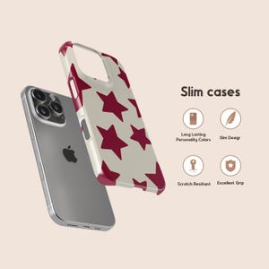 Retro Stars Celestial Red Phone Case, Y2K Aesthetic, Red Star Flat ...